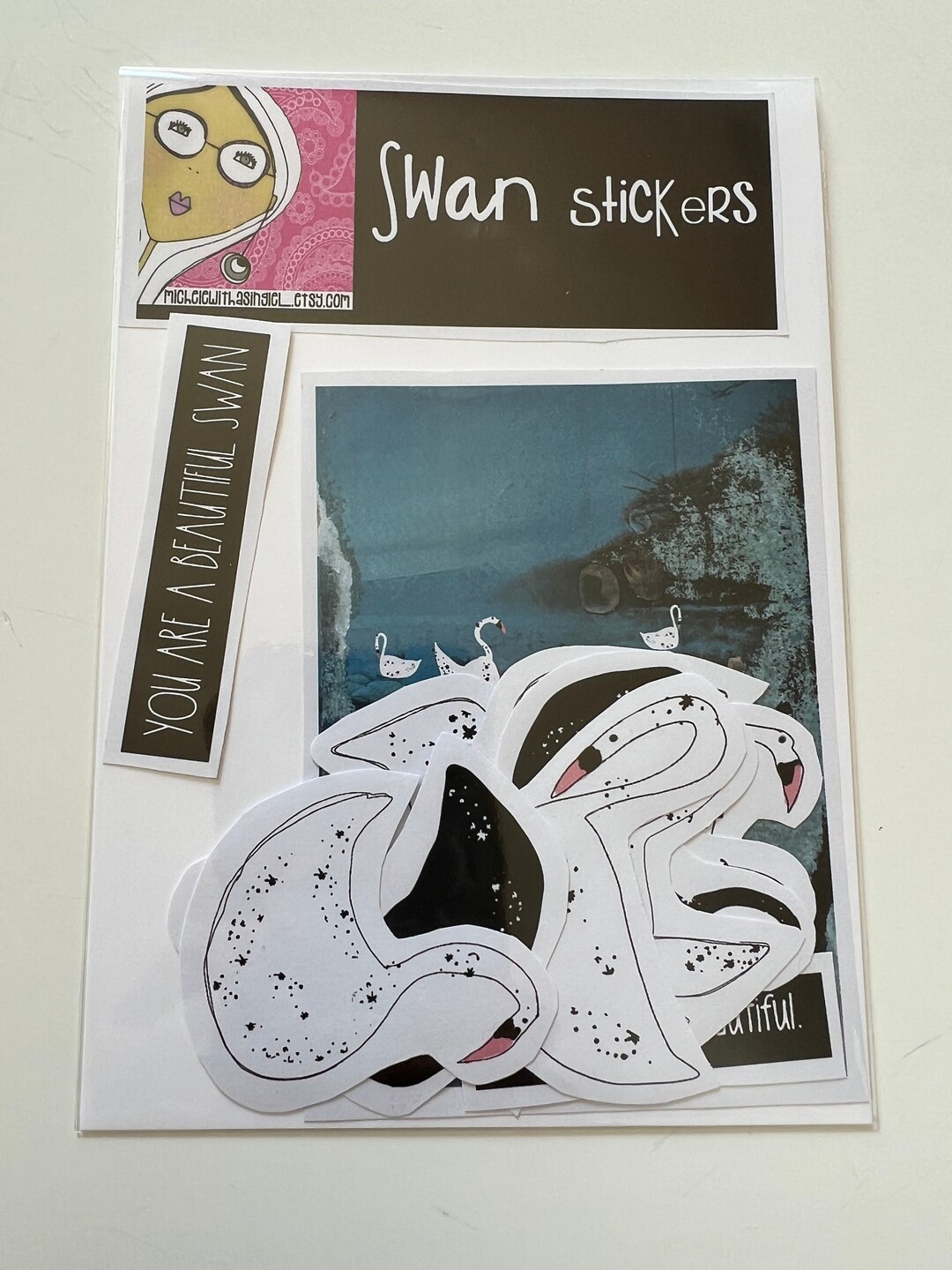 Stickers Swan Sticker Set of 9 - Etsy