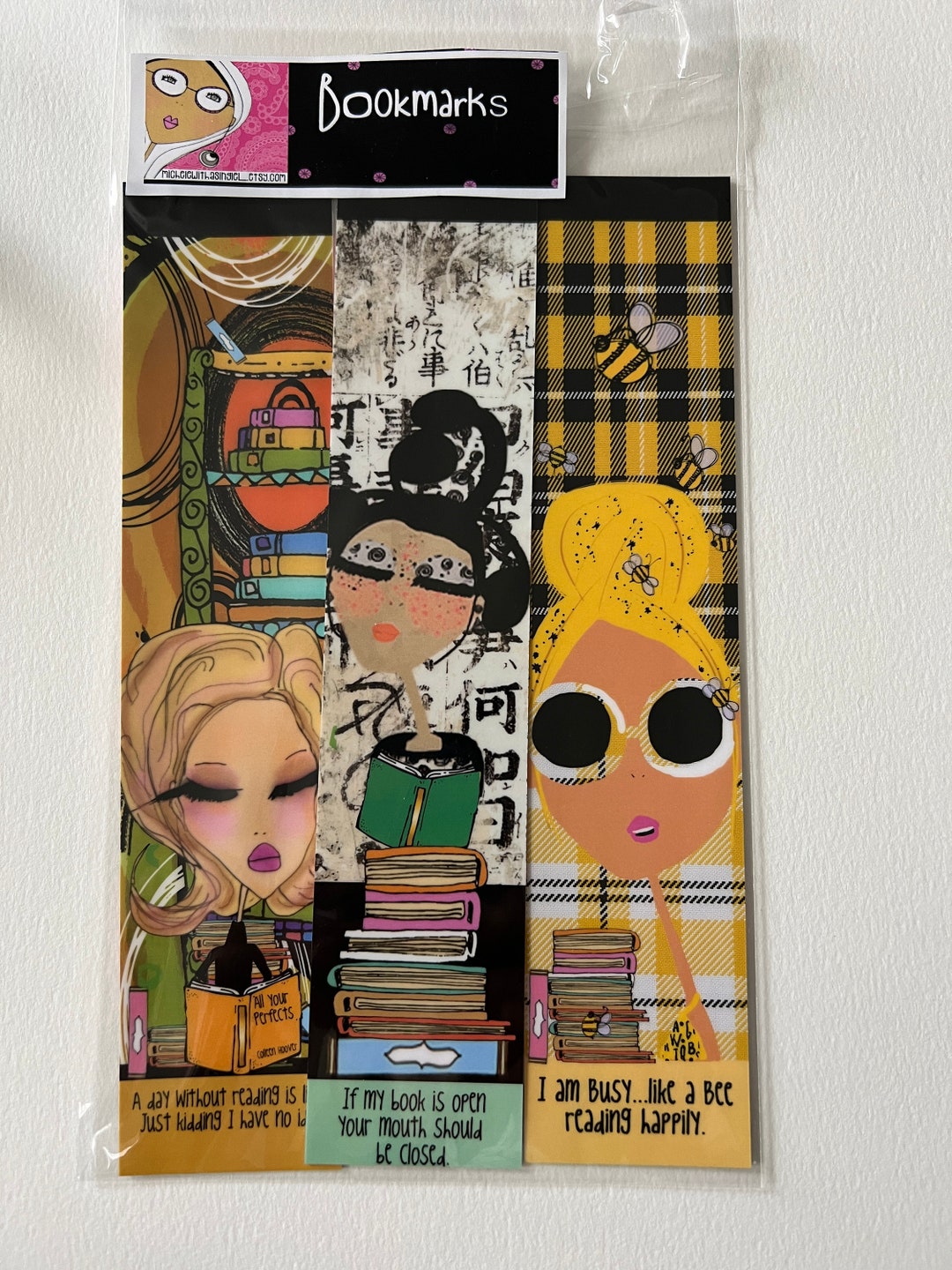 Hand-made Bookmarks Set of 3 Laminated Bookmarks - Etsy