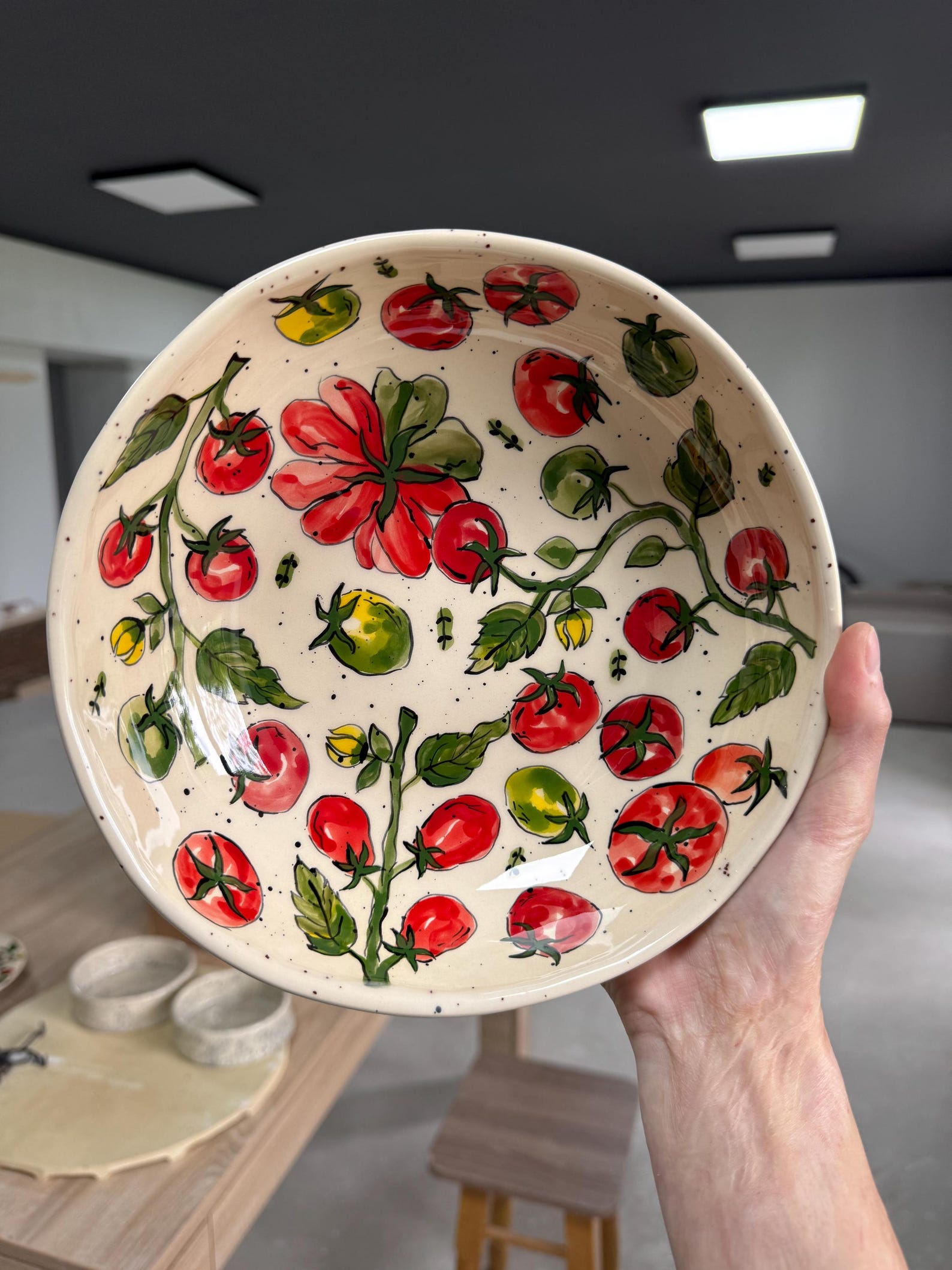Deep Salad Plate / Hand Painted / Vegetable Bowl / Food Safe / Ceramic ...