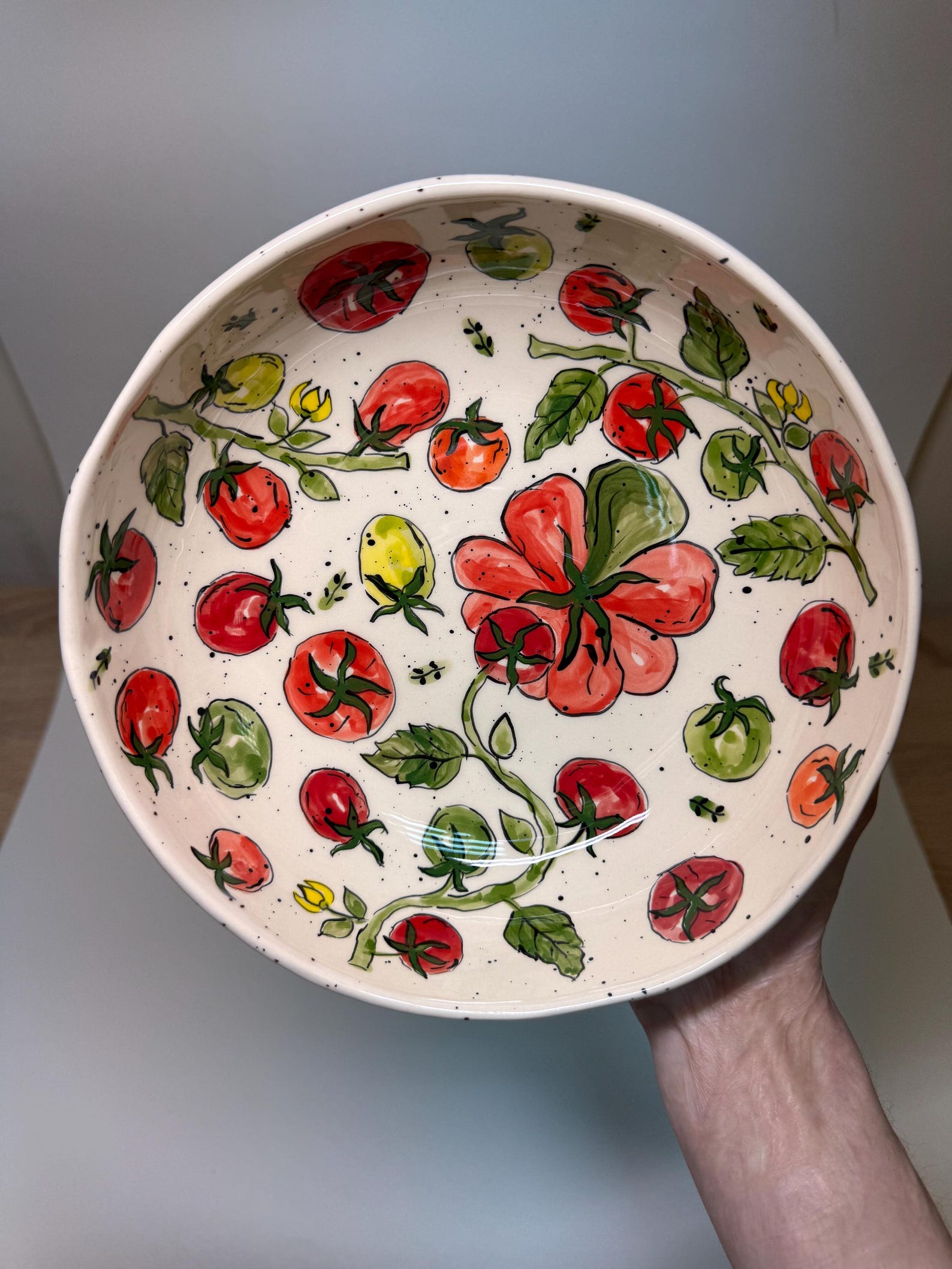 Deep Salad Plate / Hand Painted / Vegetable Bowl / Food Safe / Ceramic ...