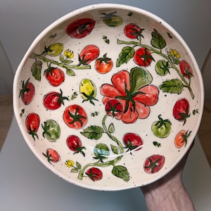 Deep Salad Plate / Hand Painted / Vegetable Bowl / Food Safe / Ceramic ...