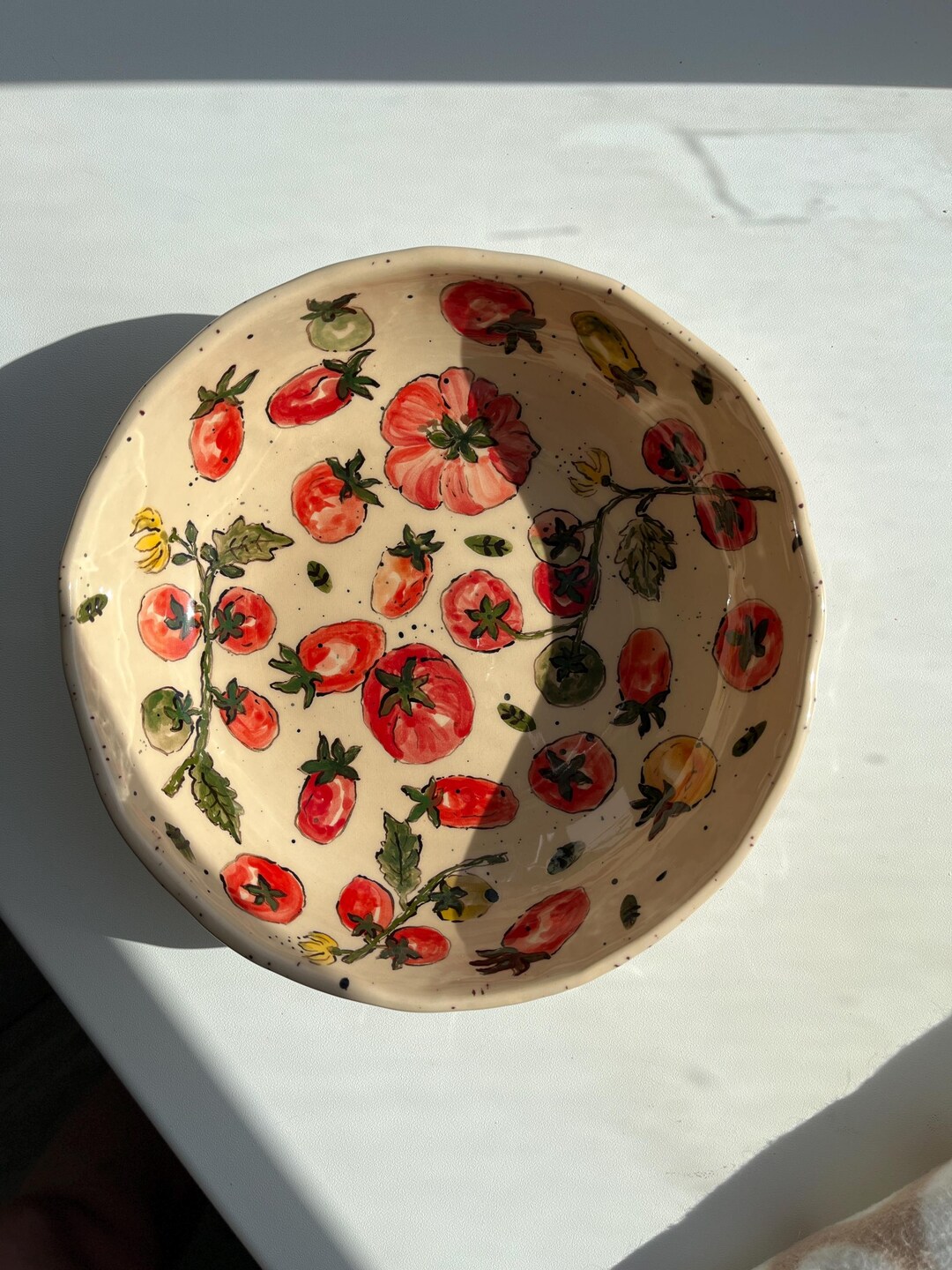 Hand Painted Tomato Salad Plate, Floral Stoneware Bowl, Ceramic Gift ...