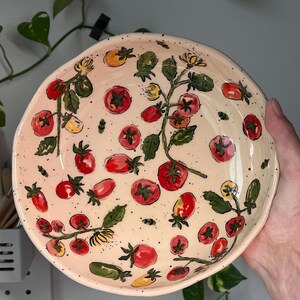 Deep Salad Plate / Hand Painted / Vegetable Bowl / Food Safe / Ceramic ...