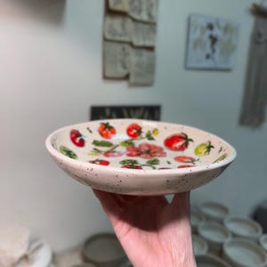 Food Safe Ceramic Deep Salad Plate, Hand Painted Vegetable Bowl ...