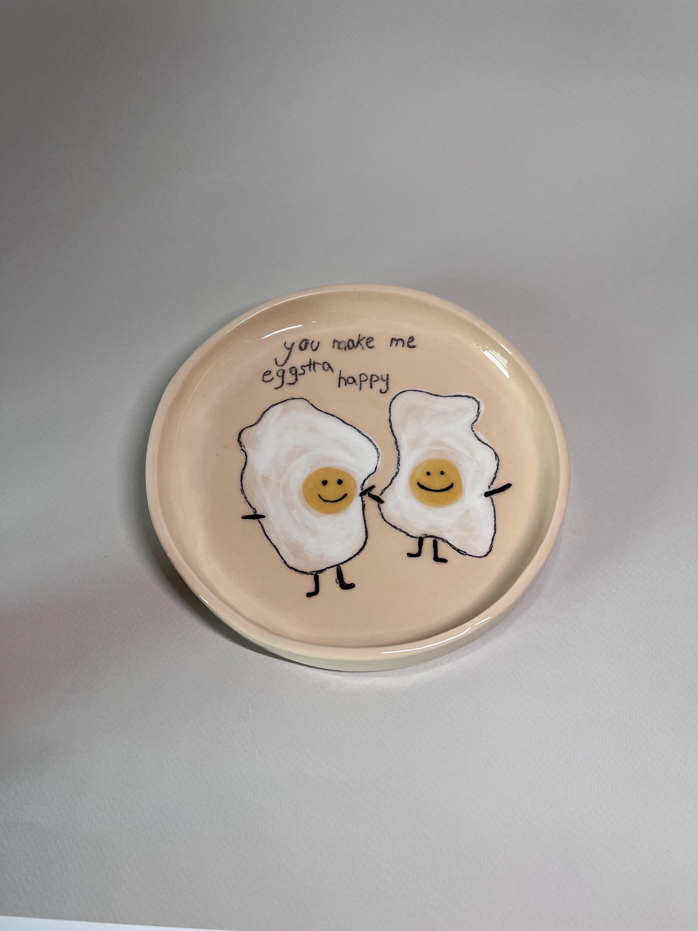 Food Safe Hand Painted Ceramic Plate, Eggs Design Dinner Plate ...