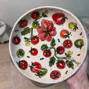 Food Safe Ceramic Deep Salad Plate, Hand Painted Vegetable Bowl ...