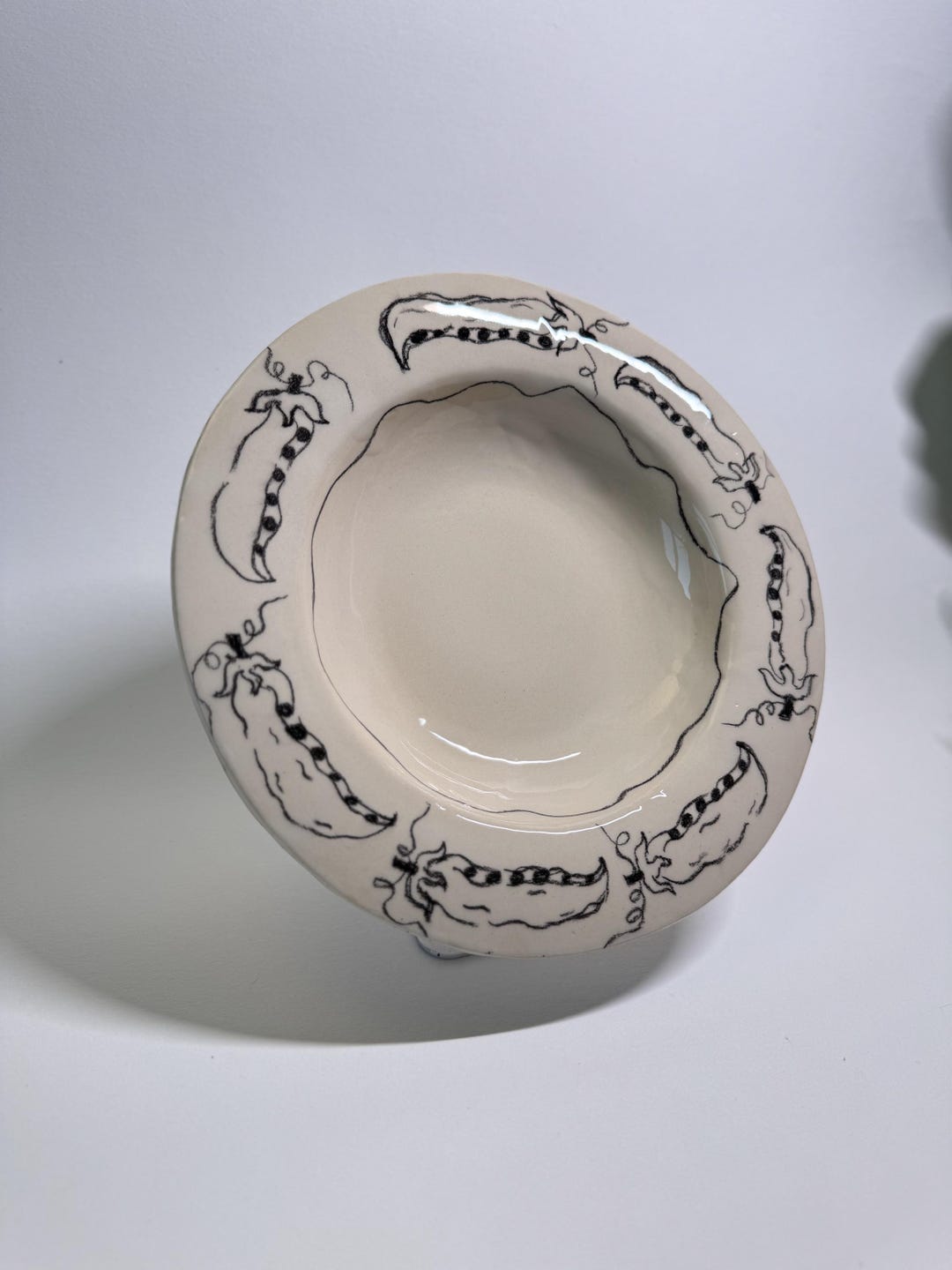 Peas Deep Salad Plate, Hand Painted Floral Stoneware Bowl, Ceramic Gift ...