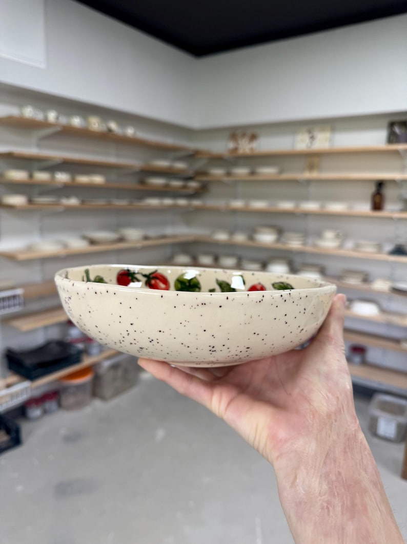 Deep Salad Plate / Hand Painted / Vegetable Bowl / Food Safe / Ceramic ...