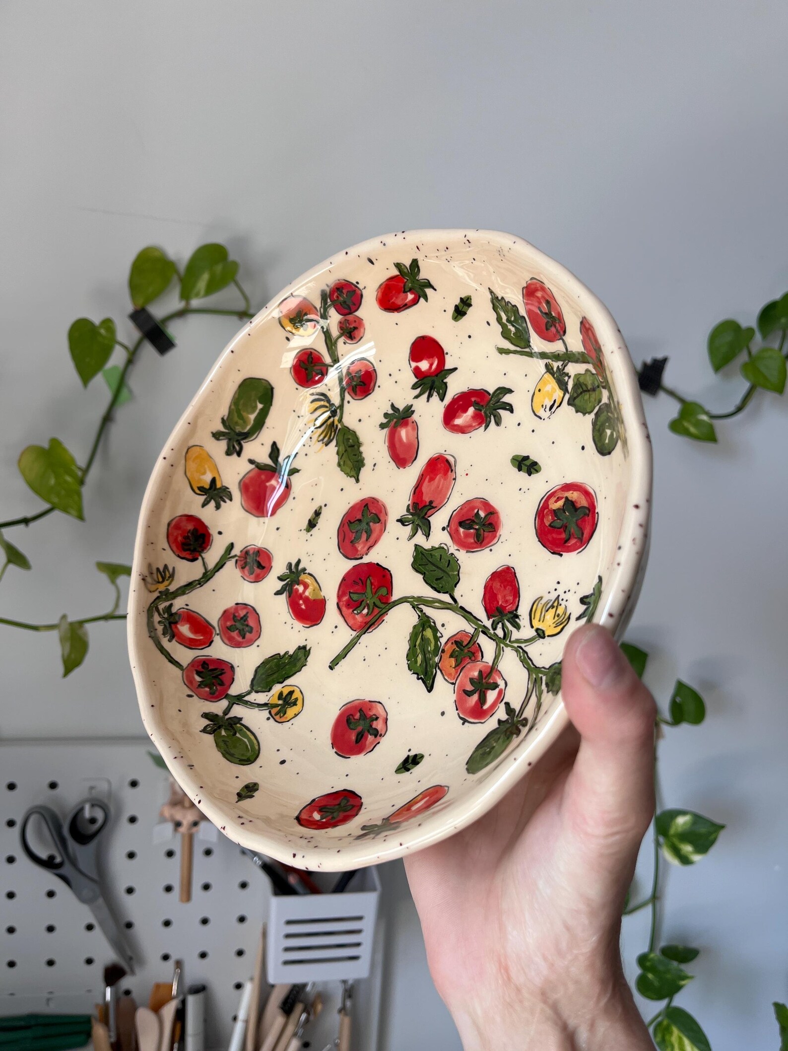 Deep Salad Plate / Hand Painted / Vegetable Bowl / Food Safe / Ceramic ...