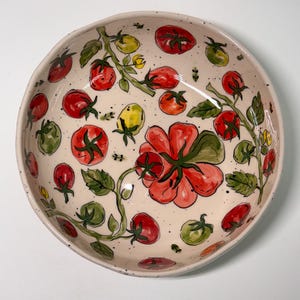 Deep Salad Plate / Hand Painted / Vegetable Bowl / Food Safe / Ceramic ...