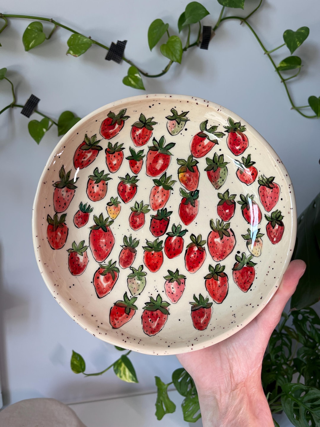 Hand Painted Strawberry Ceramic Plate, Food Safe Dinner Plate, Stoneware Dessert Plate - Etsy