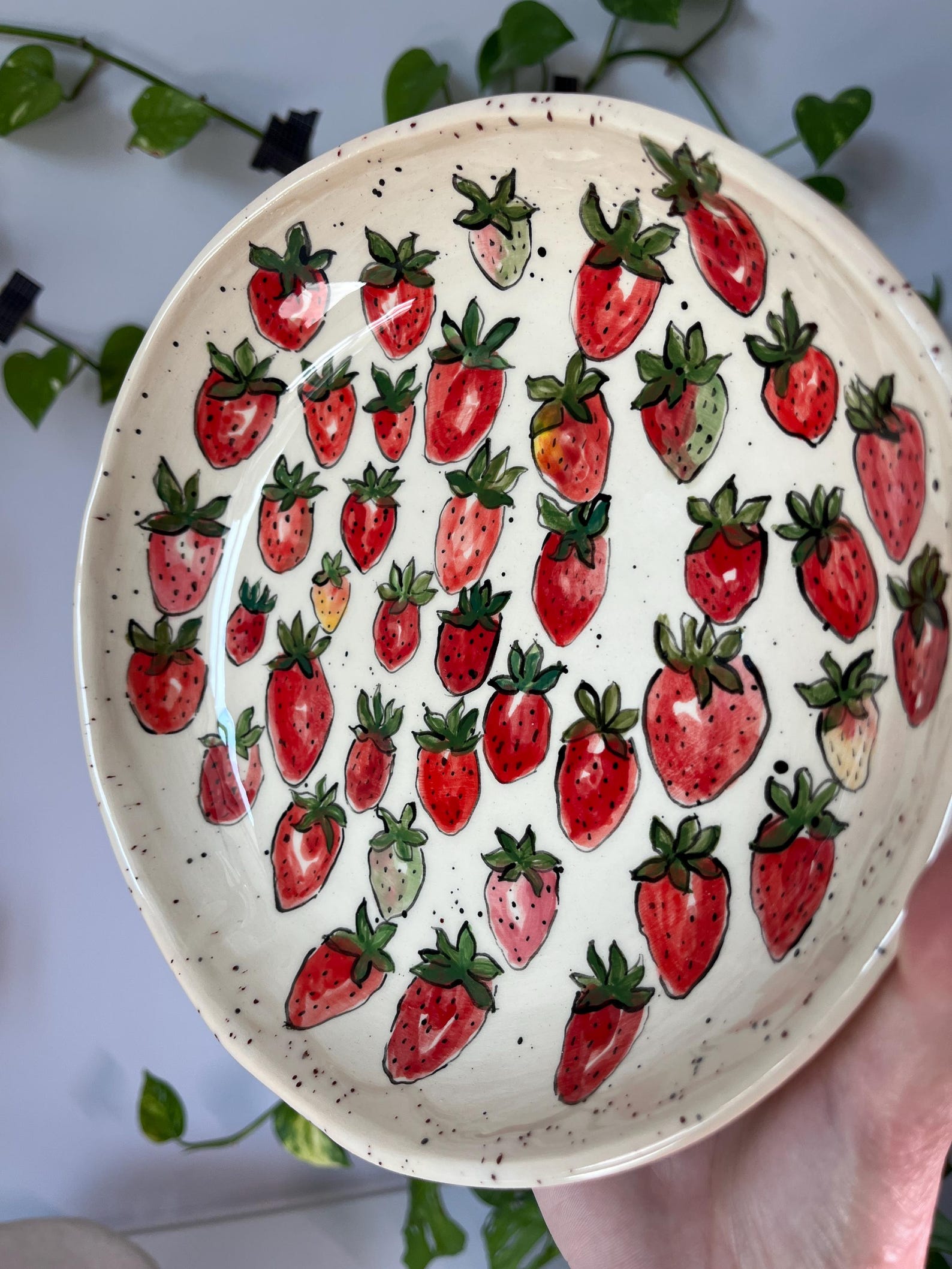 Hand Painted Strawberry Ceramic Plate, Food Safe Dinner Plate ...