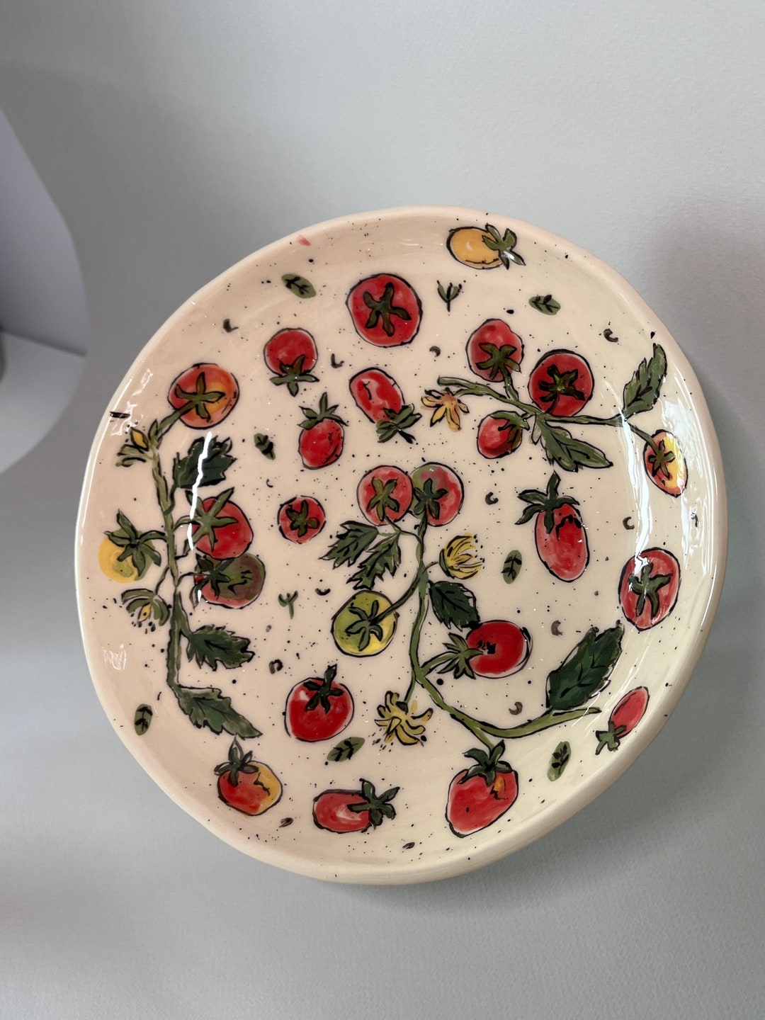 Vegetable Bowl, Hand Painted Ceramic Deep Salad Plate, Food Safe ...