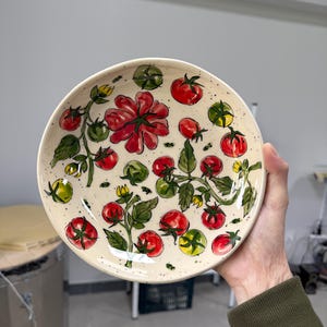 Food Safe Ceramic Deep Salad Plate, Hand Painted Vegetable Bowl ...
