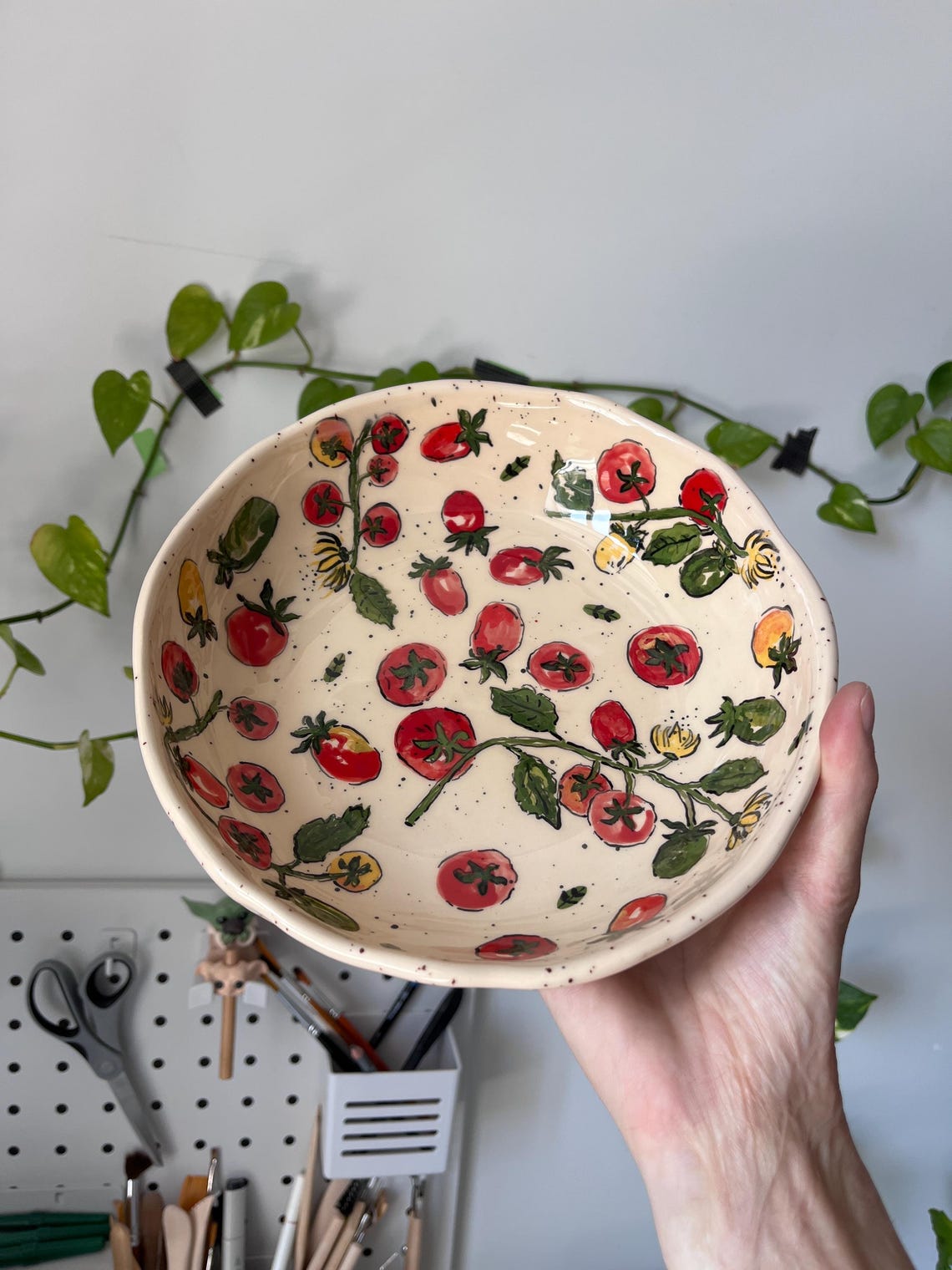 Deep Salad Plate / Hand Painted / Vegetable Bowl / Food Safe / Ceramic ...