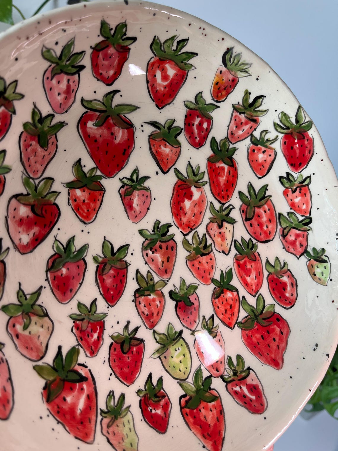 Hand Painted Strawberry Ceramic Plate, Food Safe Dinner Plate, Stoneware Dessert Plate - Etsy