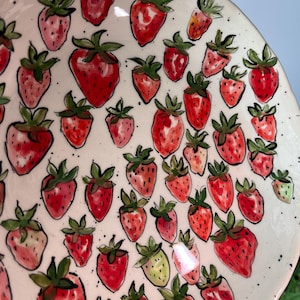 Hand Painted Strawberry Ceramic Plate, Food Safe Dinner Plate ...