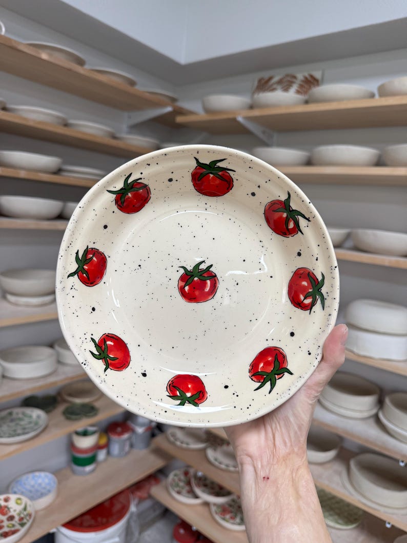 Tomato Ceramic Plate, Handmade Pottery Dinnerware, Decorative Kitchen ...