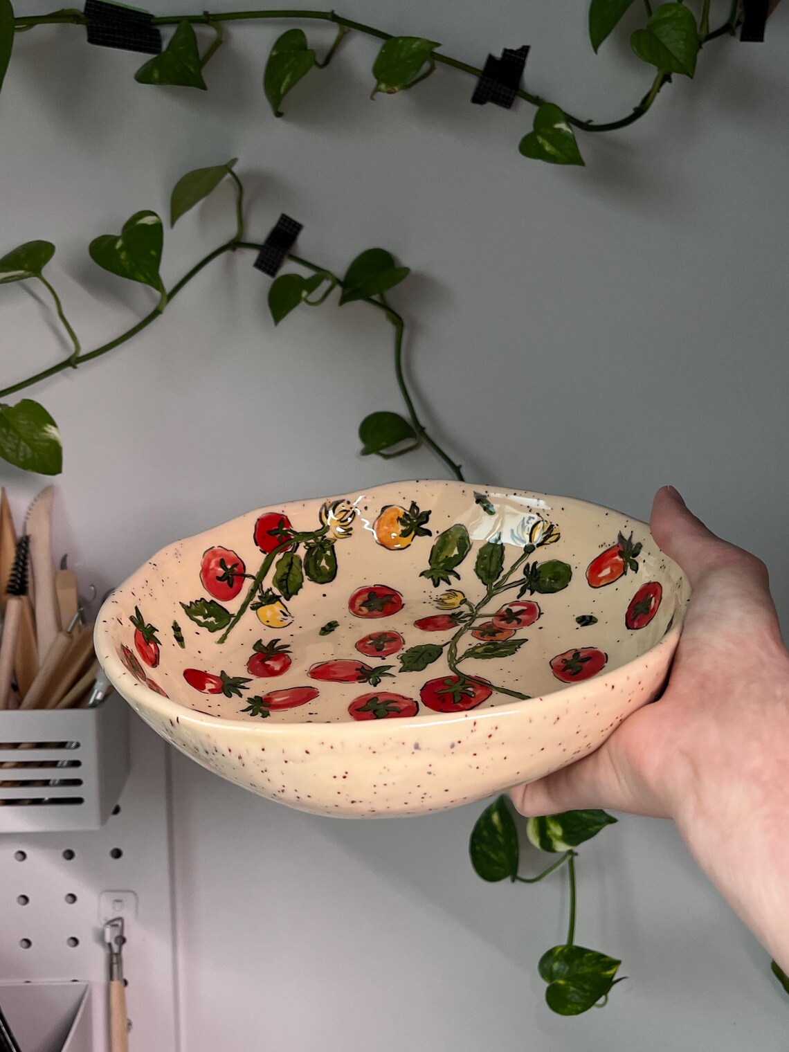 Deep Salad Plate / Hand Painted / Vegetable Bowl / Food Safe / Ceramic ...