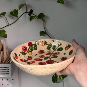 Deep Salad Plate / Hand Painted / Vegetable Bowl / Food Safe / Ceramic ...