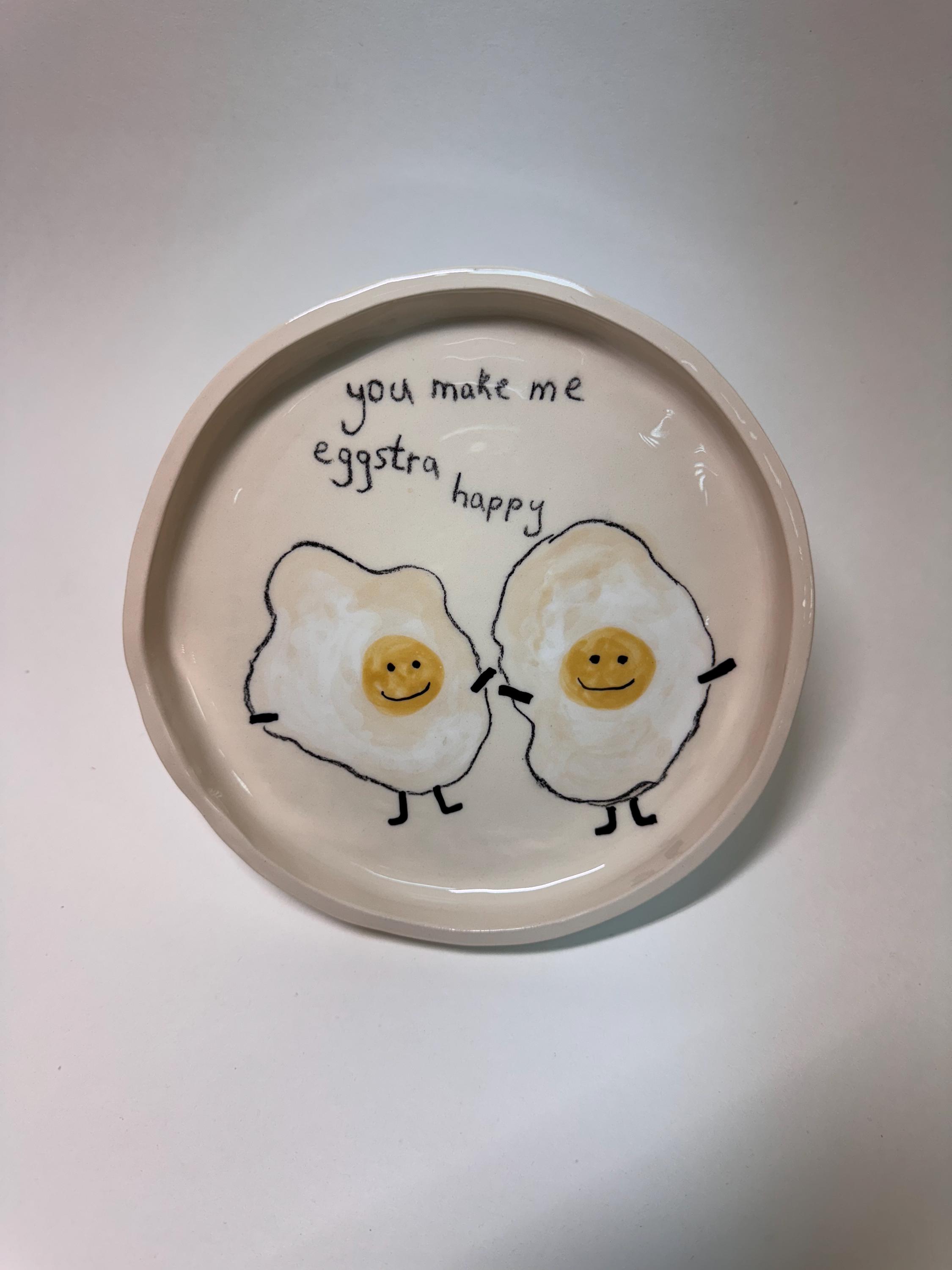 Food Safe Hand Painted Ceramic Plate, Eggs Design Dinner Plate ...