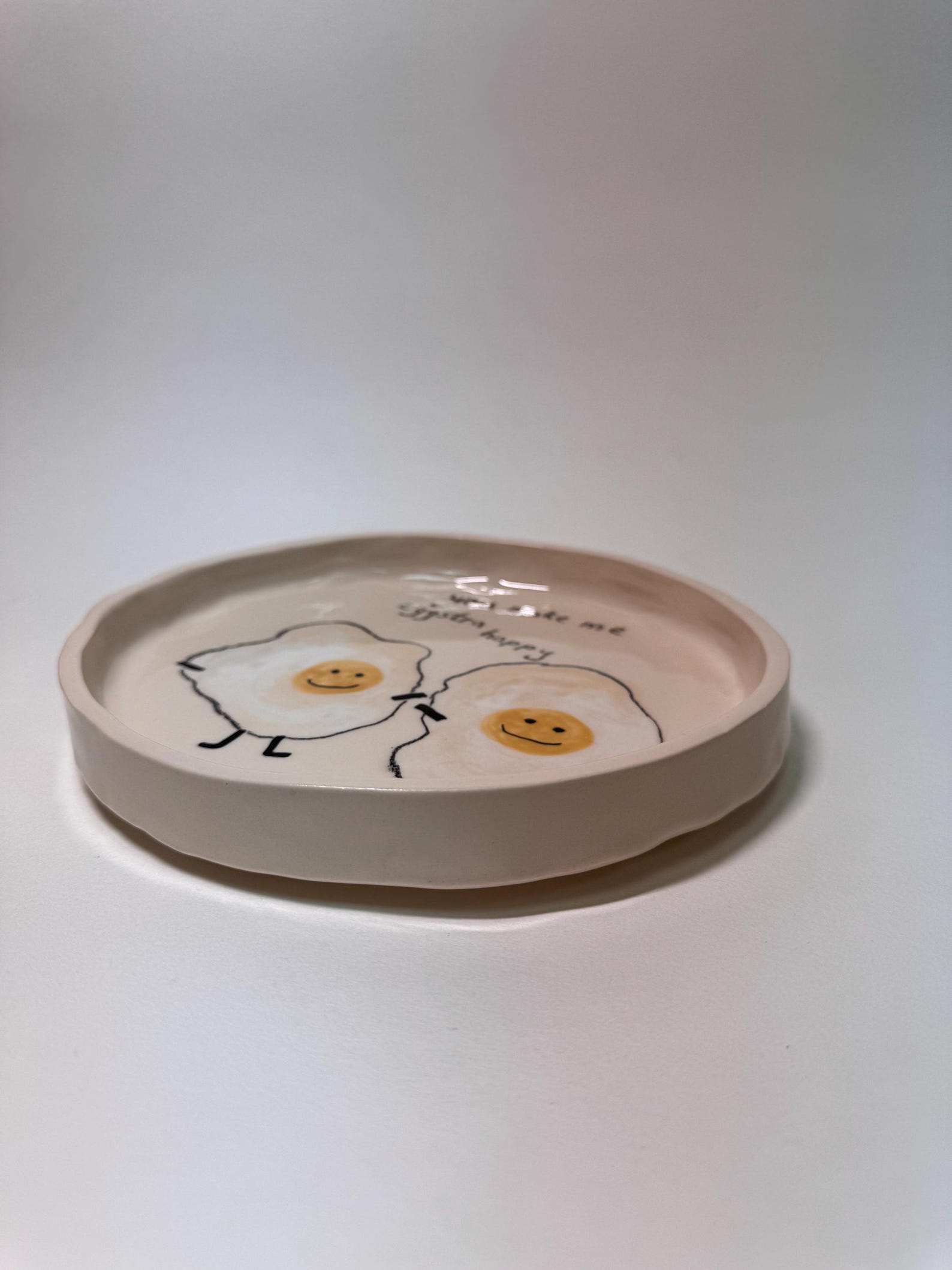Food Safe Hand Painted Ceramic Plate, Eggs Design Dinner Plate ...
