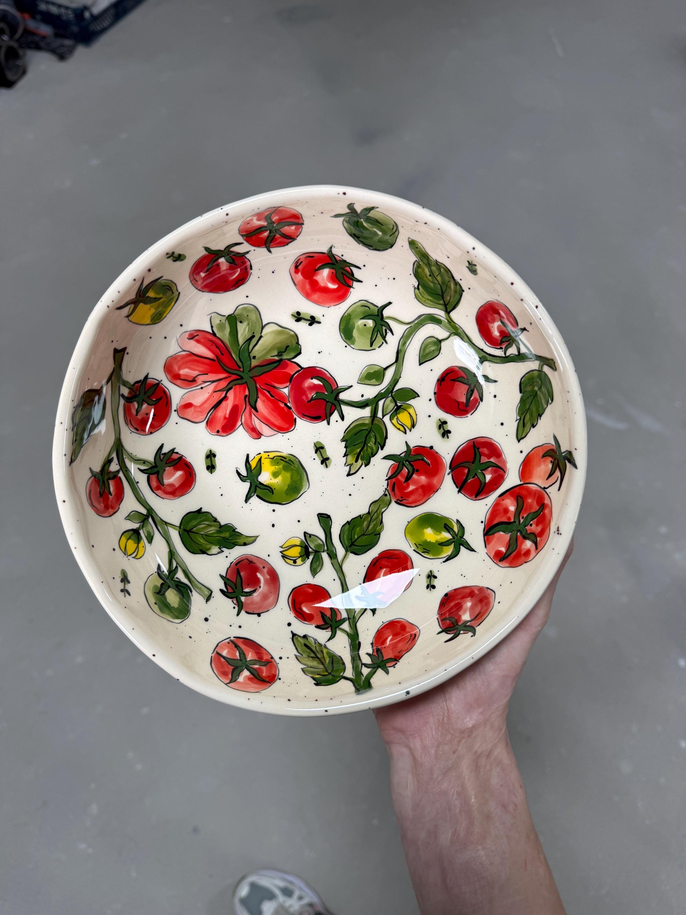 Deep Salad Plate / Hand Painted / Vegetable Bowl / Food Safe / Ceramic ...