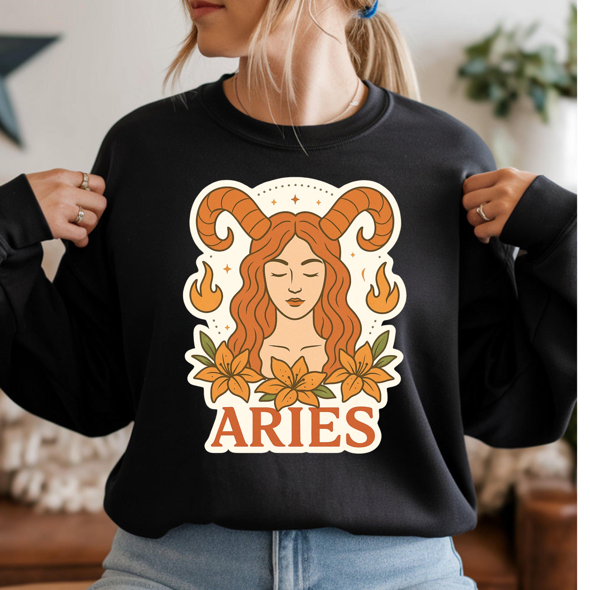 Aries Zodiac Sticker: Divine Feminine Astrology Art (PNG SVG Digital ...