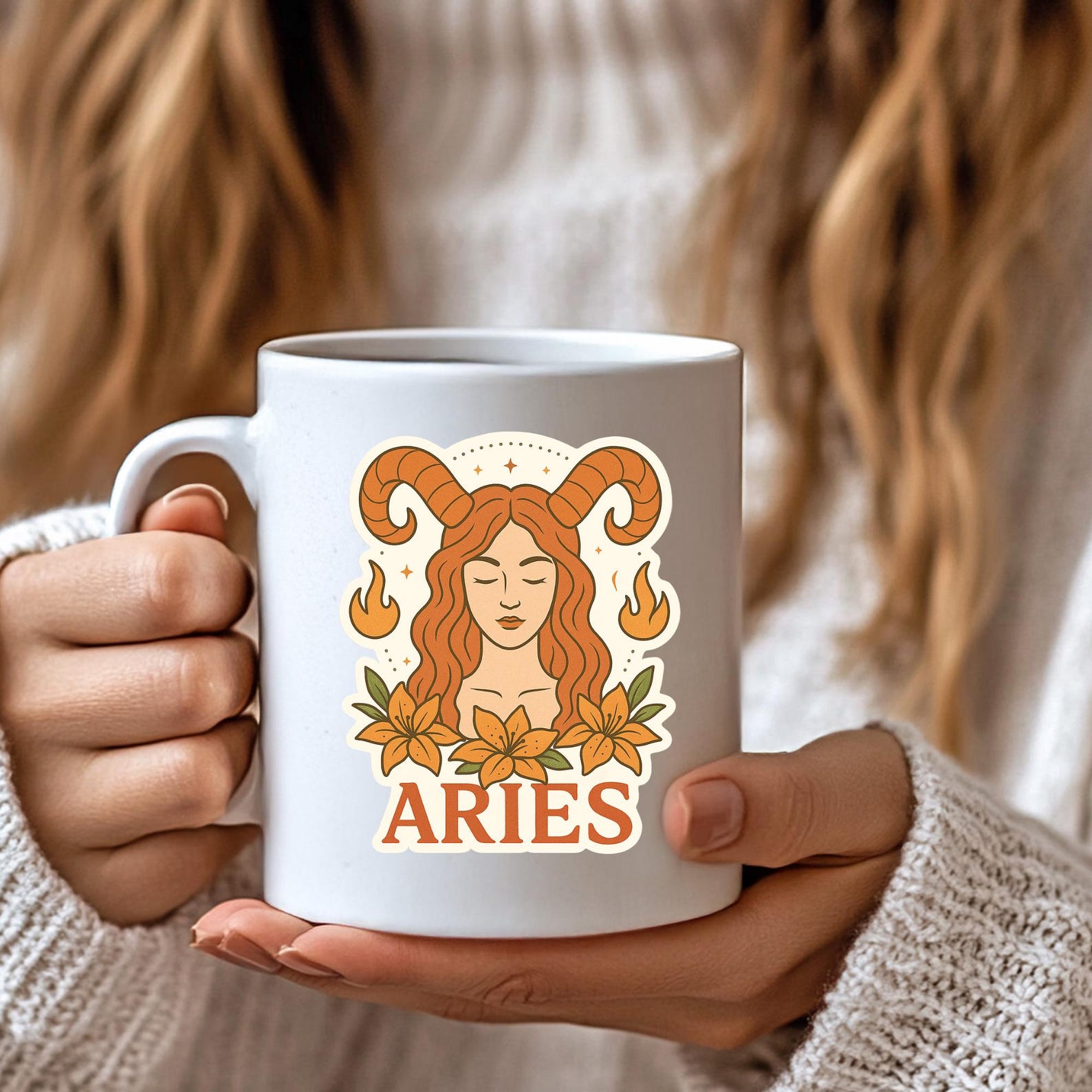 Aries Zodiac Sticker: Divine Feminine Astrology Art (PNG SVG Digital ...