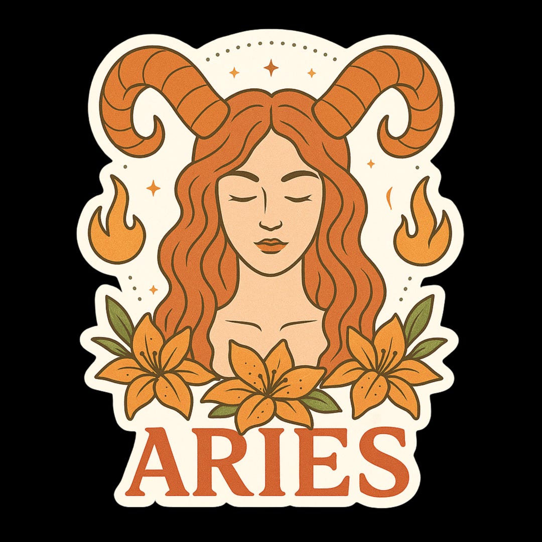 Aries Zodiac Sticker: Divine Feminine Astrology Art (PNG SVG Digital ...