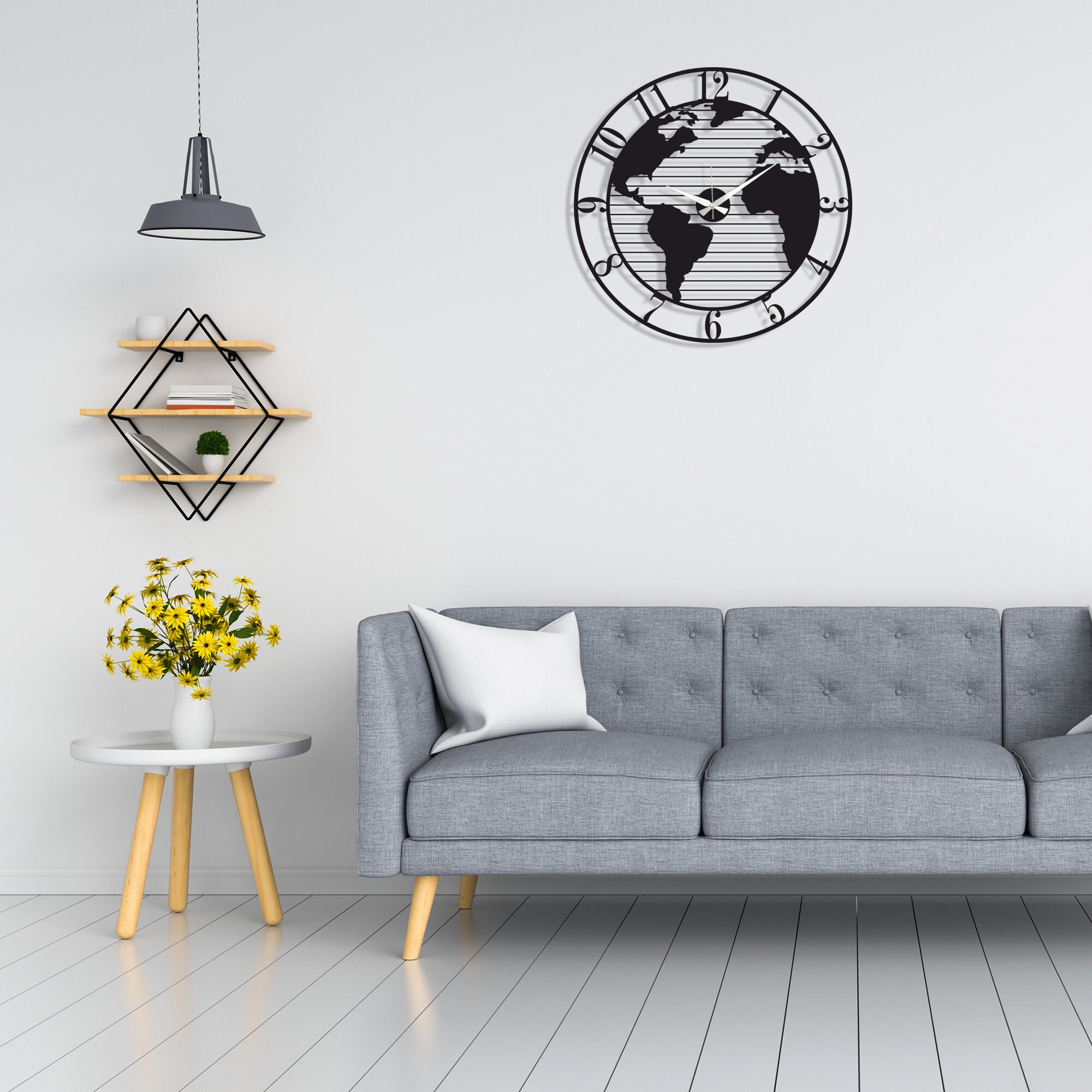 World Map Wall Clock With Latin Numerals, Unique Wall Clocks,extra ...
