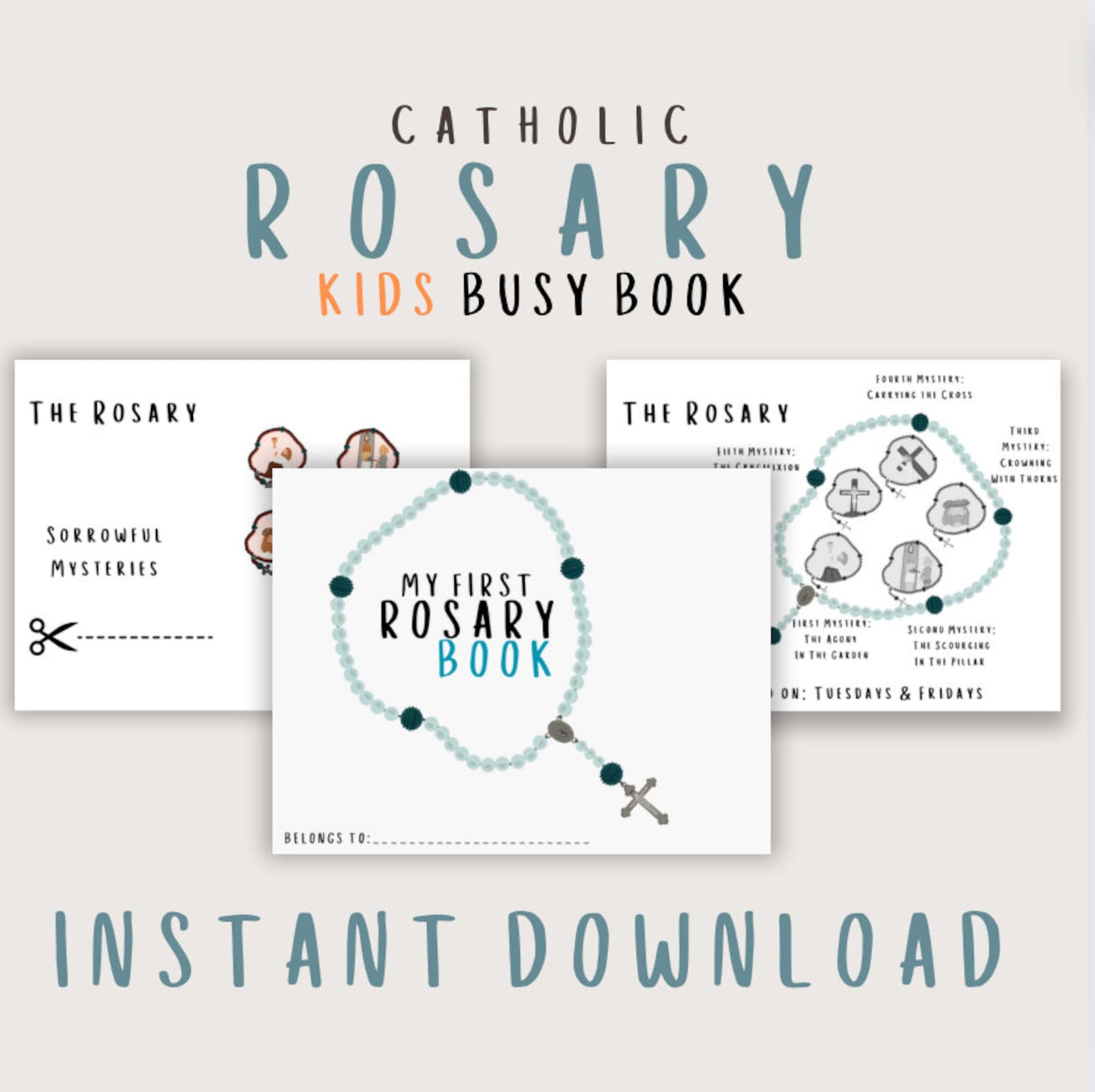 Catholic Rosary Kids Busy Book Printable, Montessori Learning (instant ...