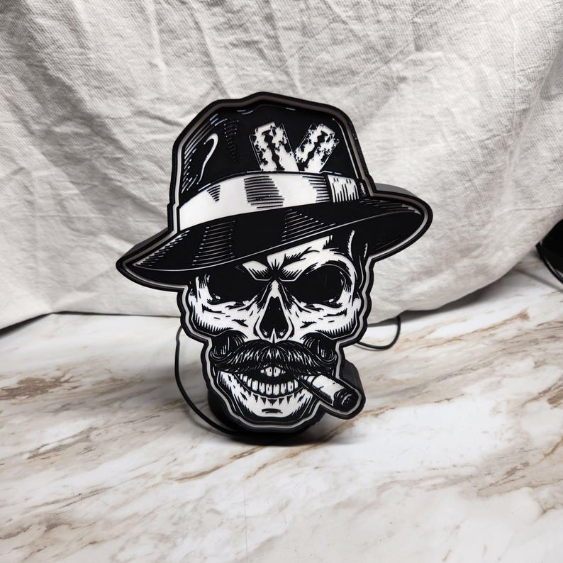 Gangster Skull LED Lightbox: Tattoo Barber Shop Wall Decor - Etsy