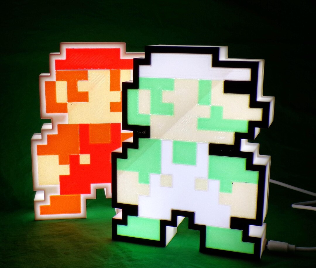 Luigi Lightbox, NES Inspired Retro Gamer Decor, Classic Luigi Night ...
