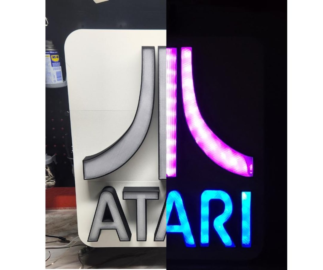 Atari Classic Logo Retro Game Decor Light USB Powered Wall Sign Large Neon Style Room Decor - Etsy