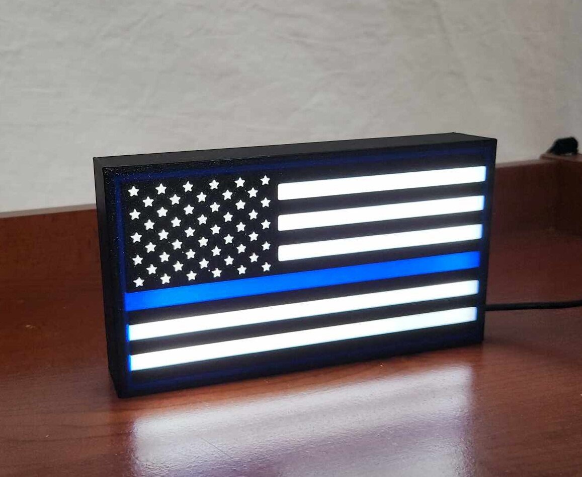 Thin Blue Line 3D Printed Lightbox - Customizable First Responder ...