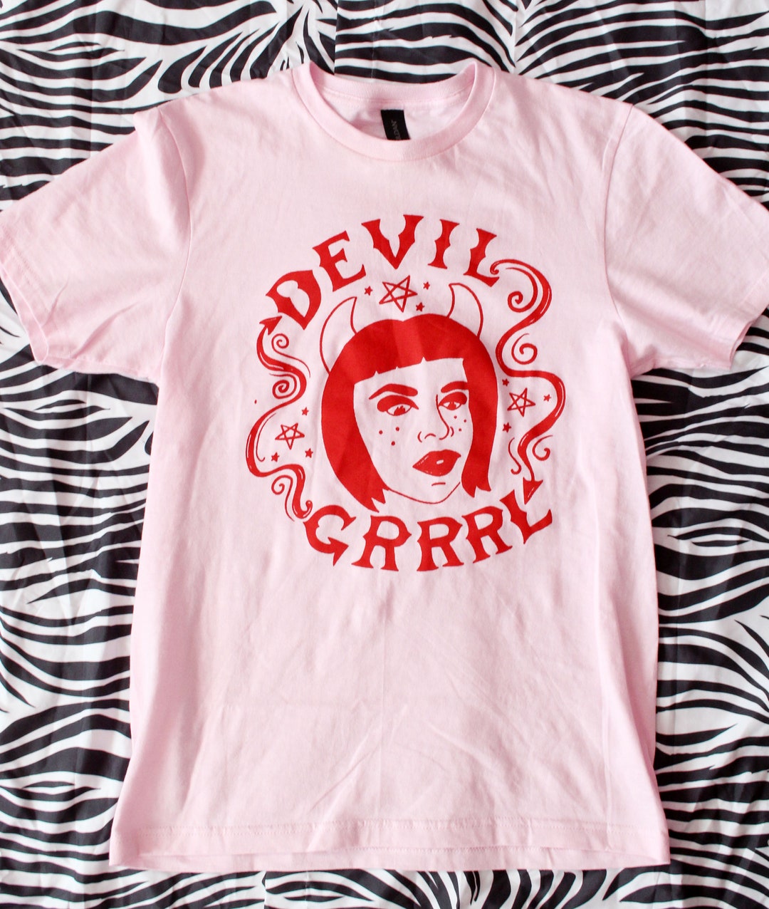Devil Grrrl T-shirt in Pink and Red - Etsy