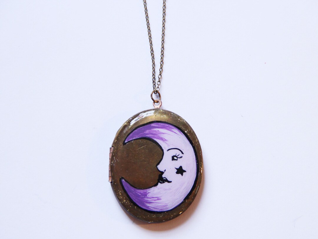 Hand Painted One of a Kind Moon Locket - Etsy
