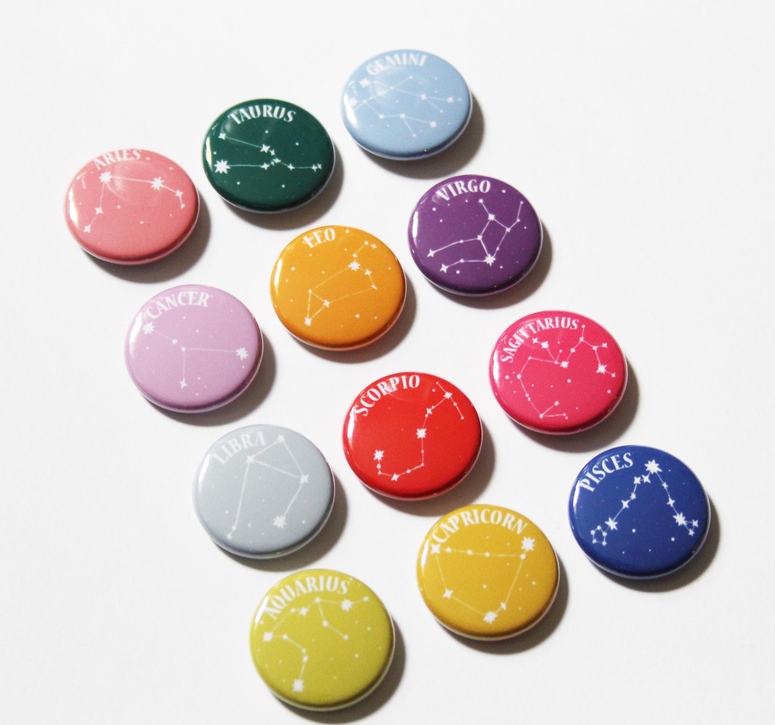 Colorful Zodiac Buttons / Pick Your Sign / Mix and Match | Etsy