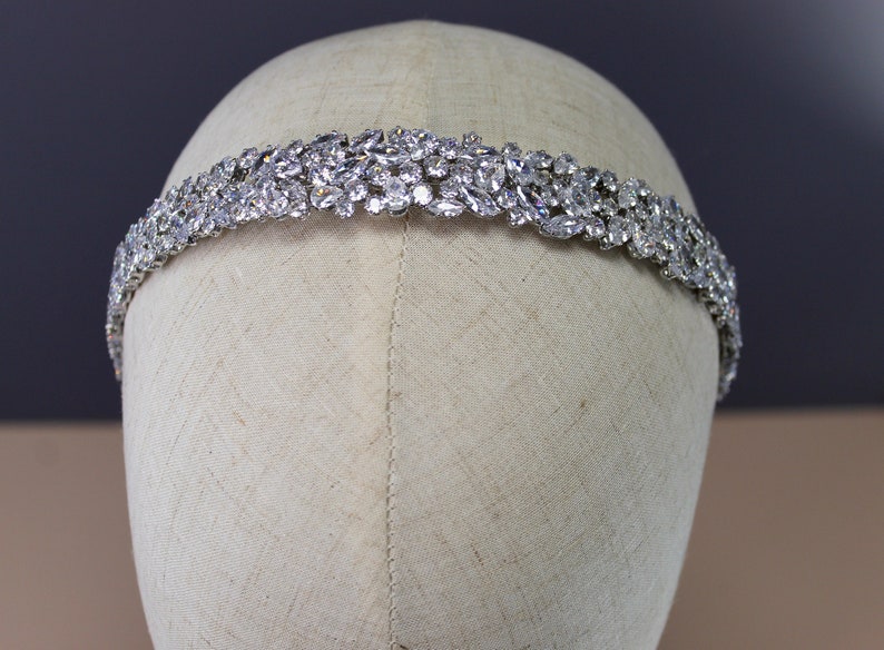 SUSSIE - Simulated Diamonds Bridal Headband, Wedding Hairpiece, Bridal ...