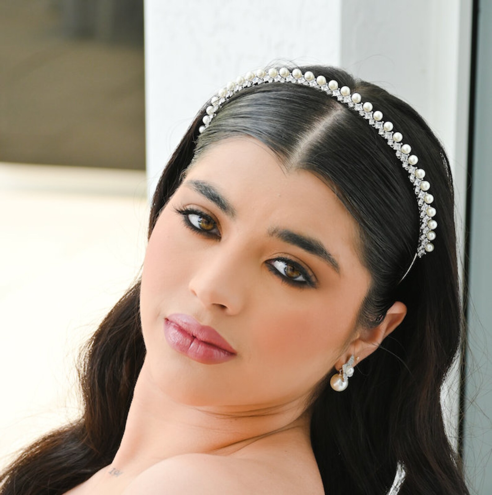 ELLA - Simulated Diamonds and Pearls Headband - Etsy