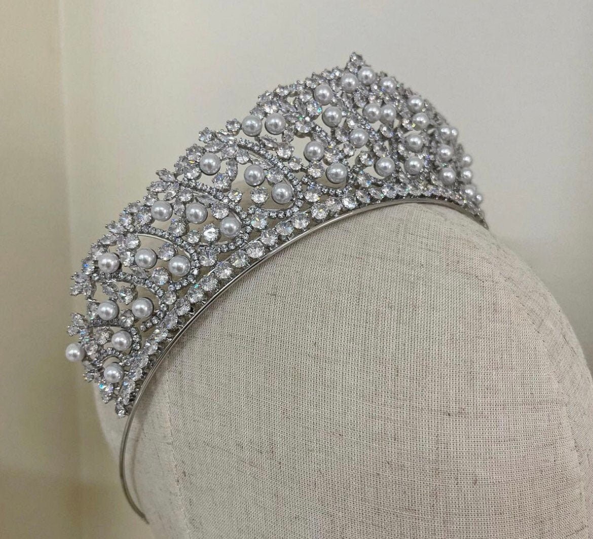LUCY - Swarovski Crystals and Pearls Tiara -RTS - Etsy