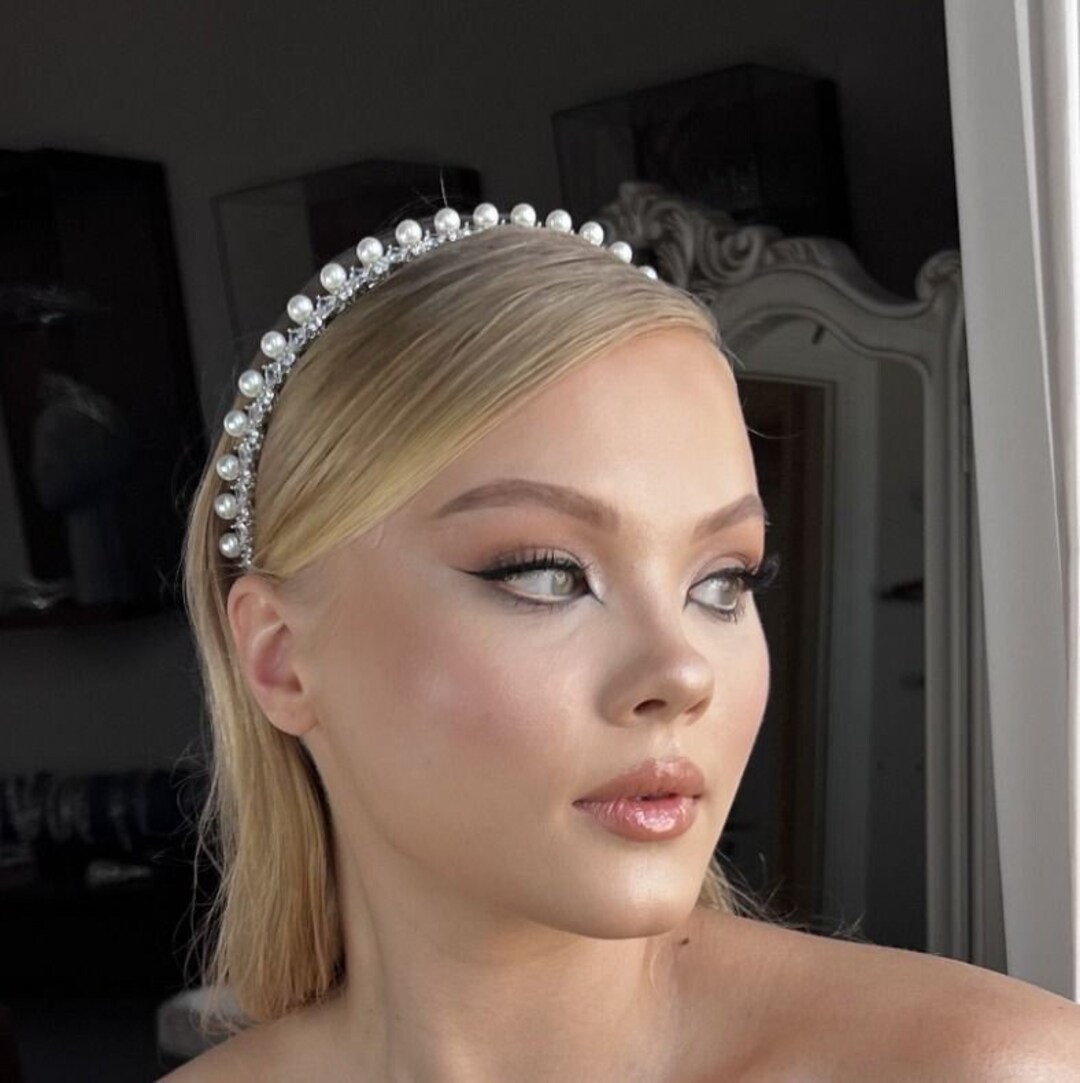 ELLA - Simulated Diamonds and Pearls Headband - Etsy