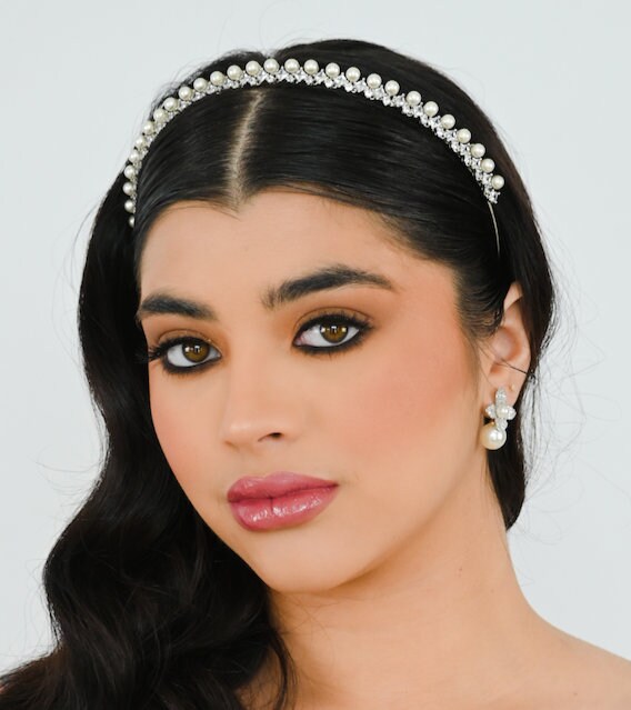 ELLA - Simulated Diamonds and Pearls Headband - Etsy