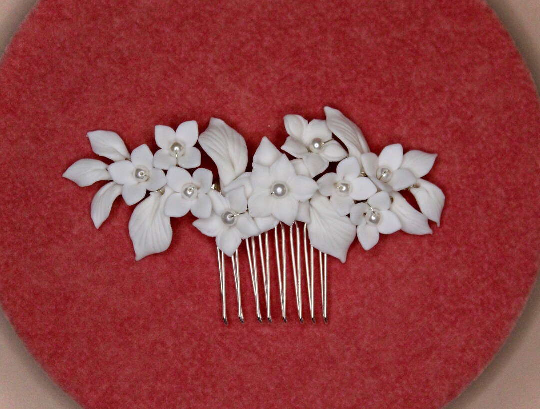 LEILA- Porcelain Flowers Hair Comb -RTS - Etsy