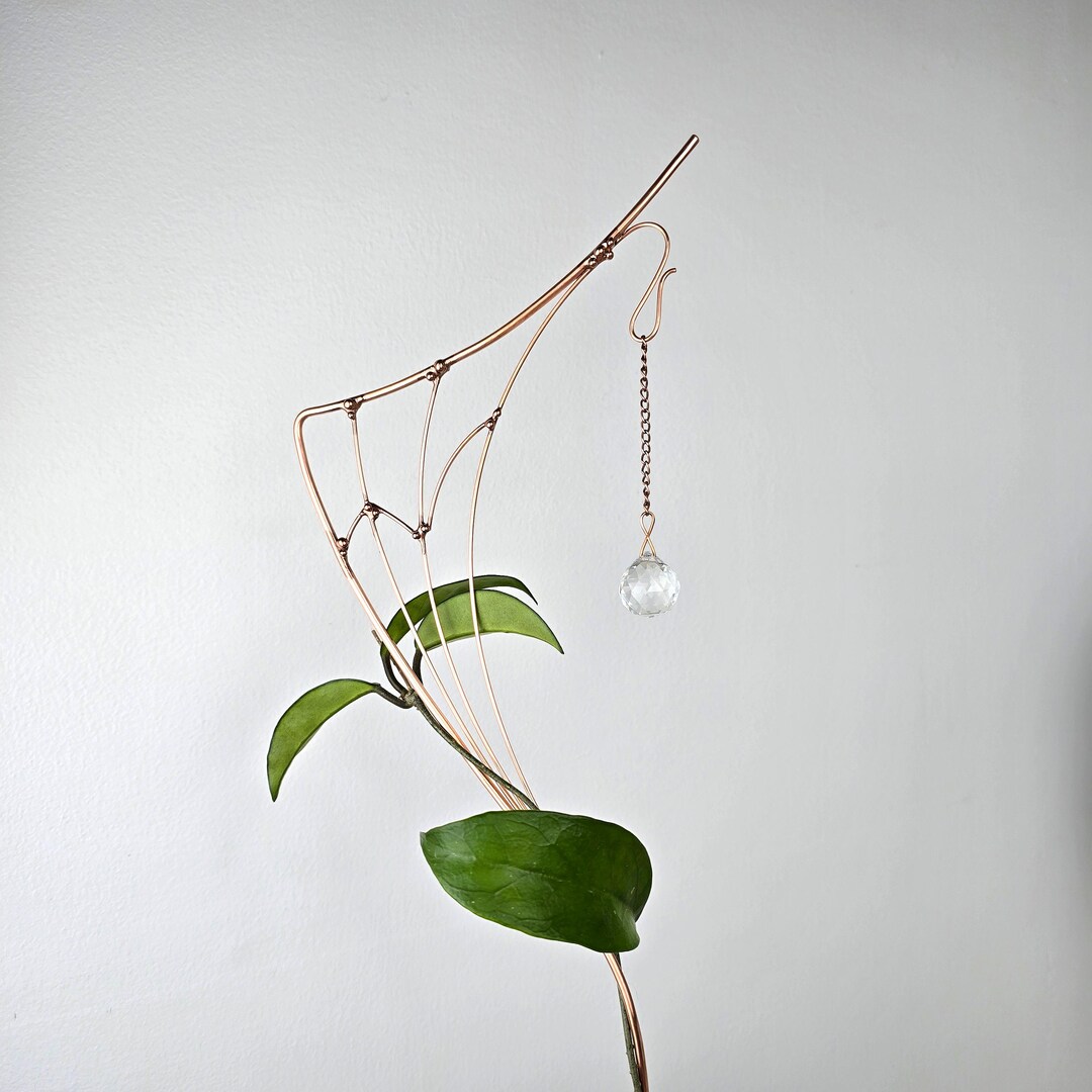 Spider Web Plant Stake, Crystal Prism Suncatcher Plant Stick - Etsy