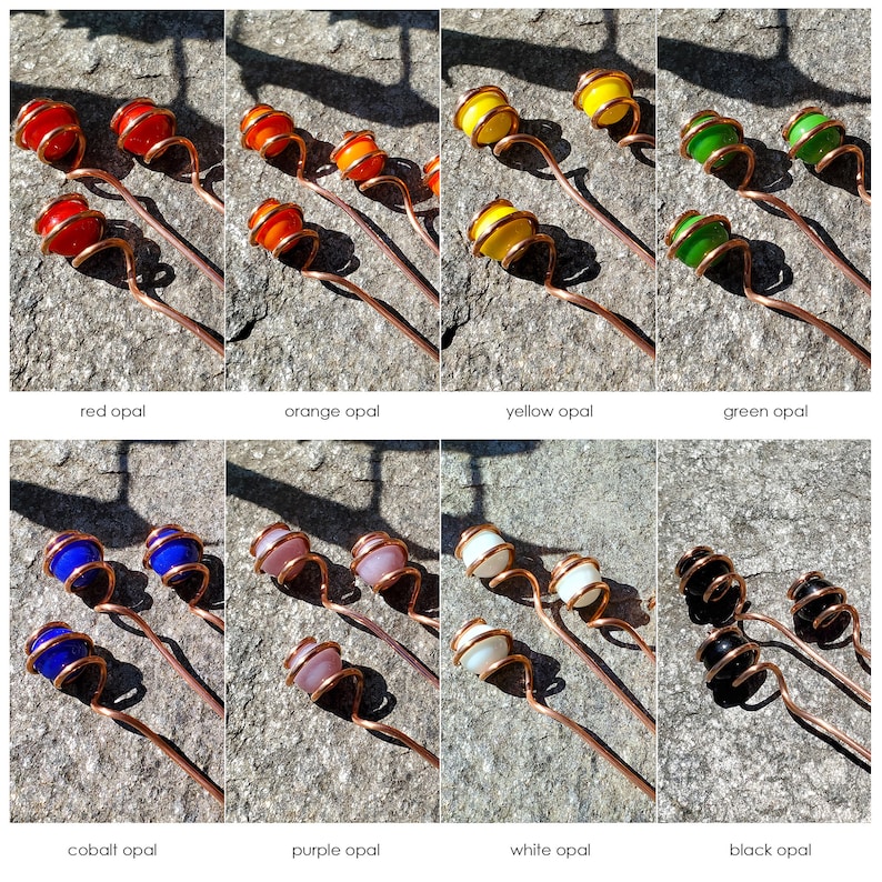 Copper and Glass Garden Stakes, Colorful Indoor Plant Sticks, Plant ...