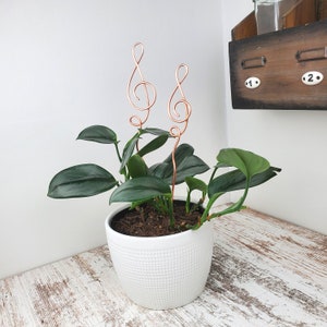 Copper Plant Stake, Treble Clef Indoor Support Stick, Music Note Garden ...