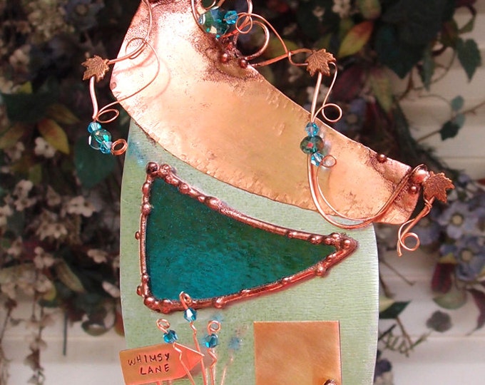 Whimsy Lane Fairy House Stained Glass Copper Steel Metal Wall - Etsy