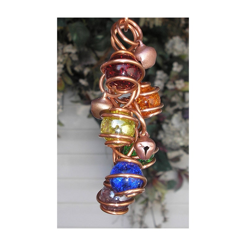 Dragonfly Copper Wind Chime, Rainbow Glass Garden Decor, Butterfly Yard ...